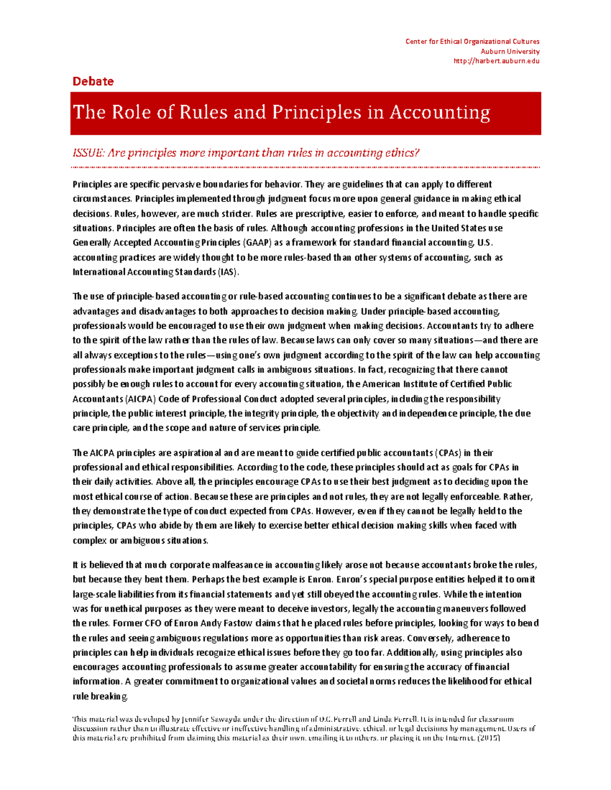 Accounting principles v rules - Center for Ethical Organizational ...