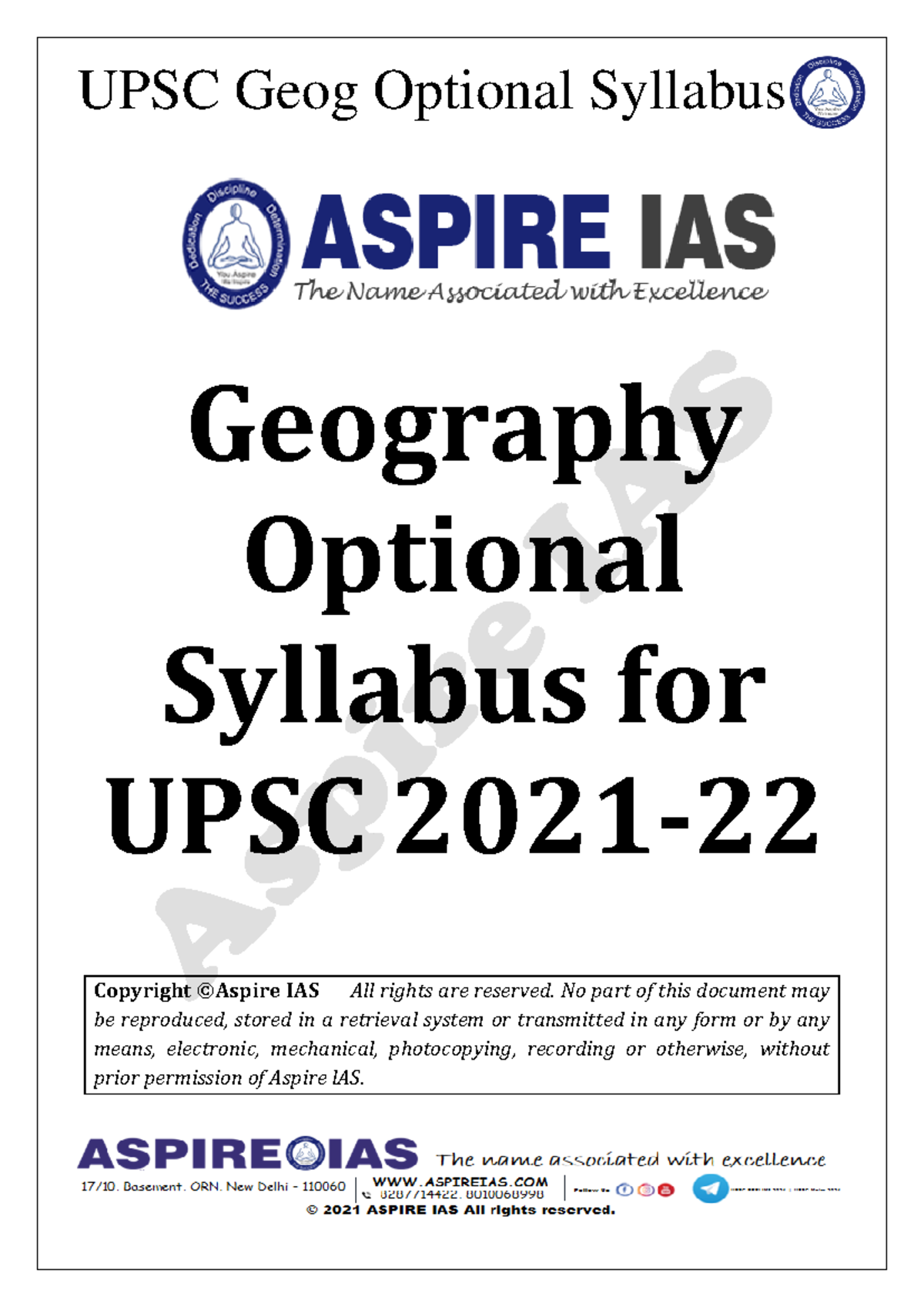 Geo - Geography Optional Syllabus for UPSC 2021- 22 Copyright ©Aspire ...