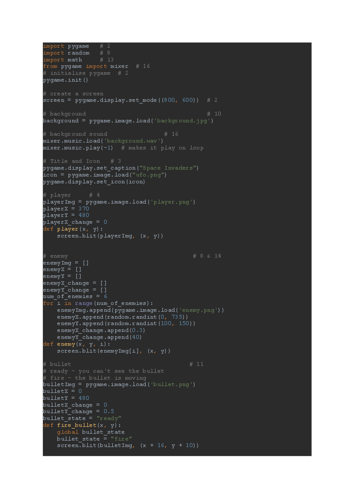 Document 1 - iuuhu uihoi uhi - import pygame # 2 import random # 8 ...
