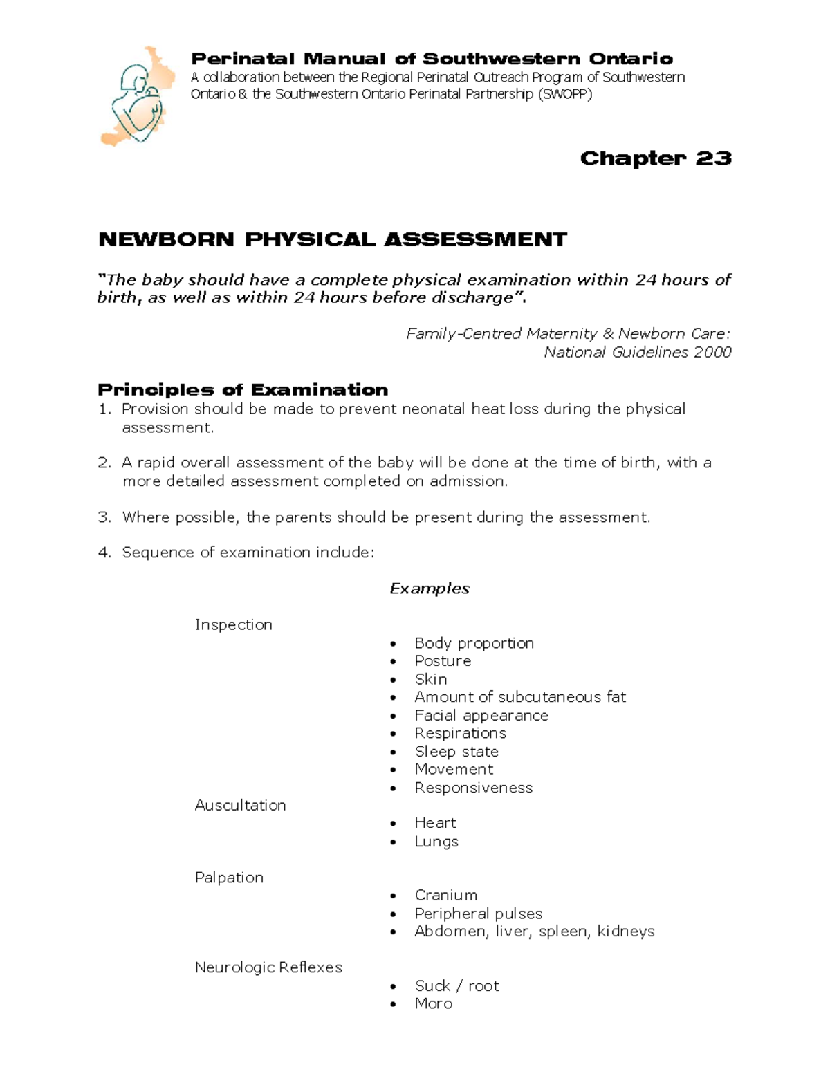 23 newborn physical assessment revised feb 06 - Perinatal Manual of ...