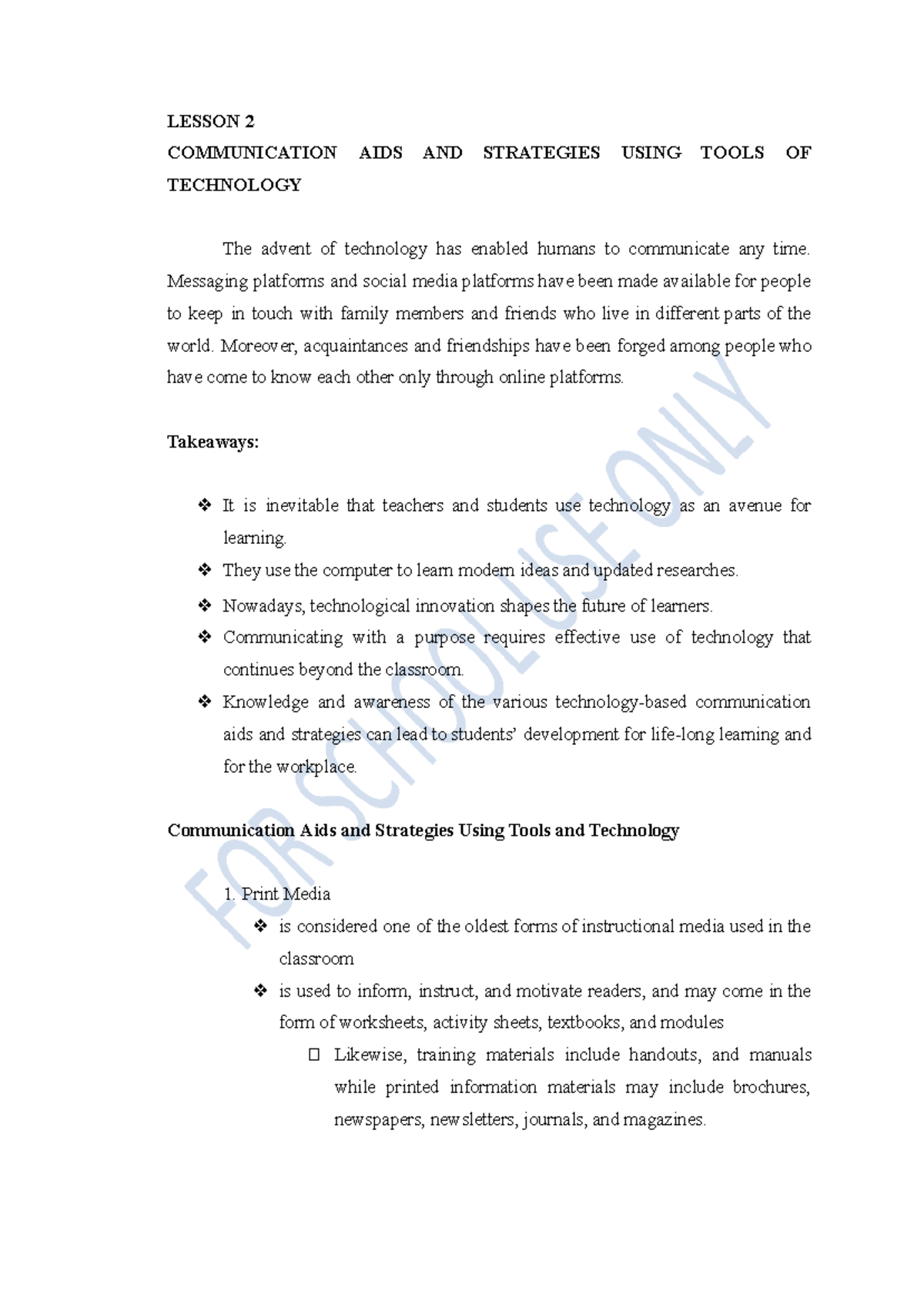 Module 2 Lesson 2 and 3 - LESSON 2 COMMUNICATION AIDS AND STRATEGIES ...