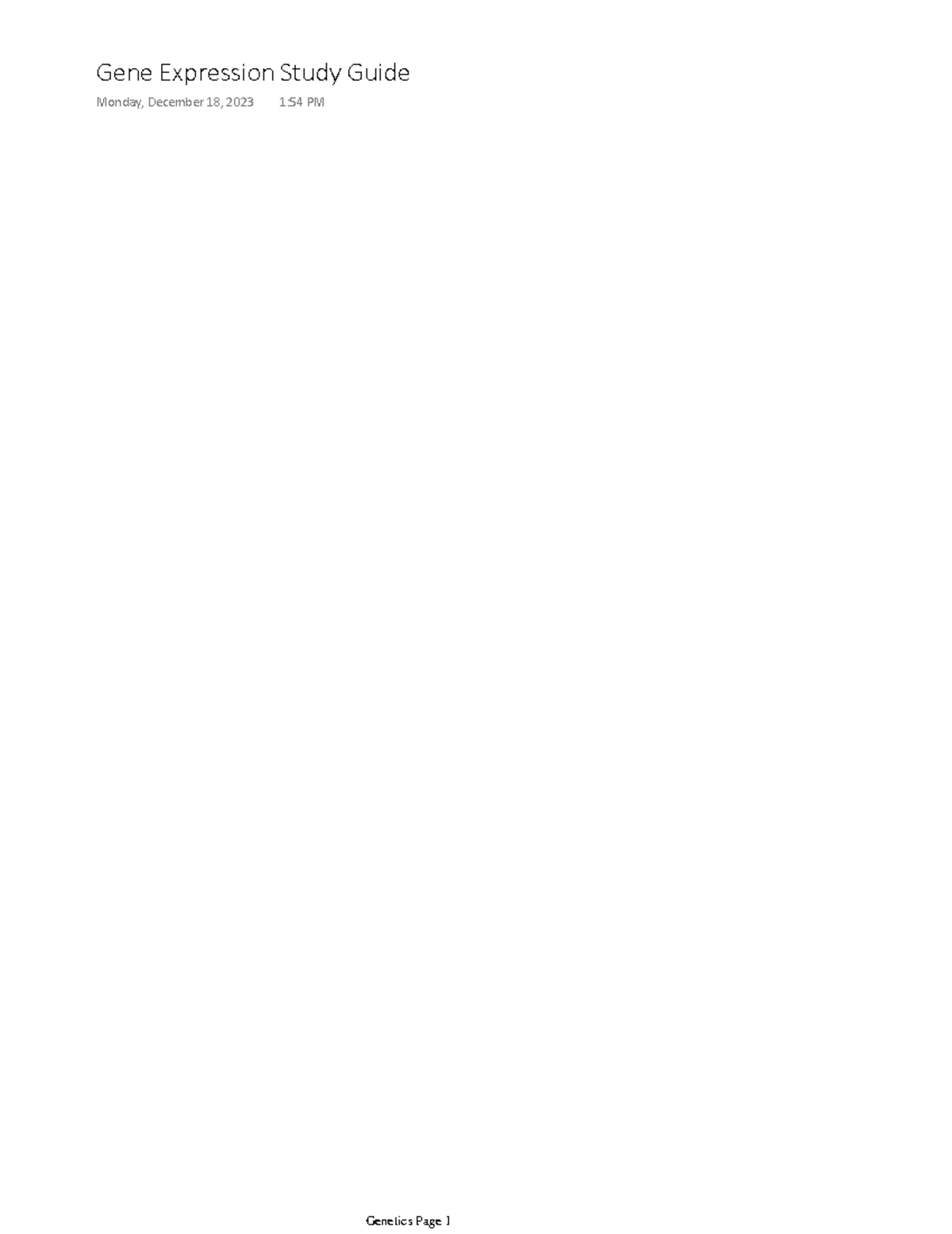 Gene Expression Study Guide - Gene Expression Study Guide Monday ...