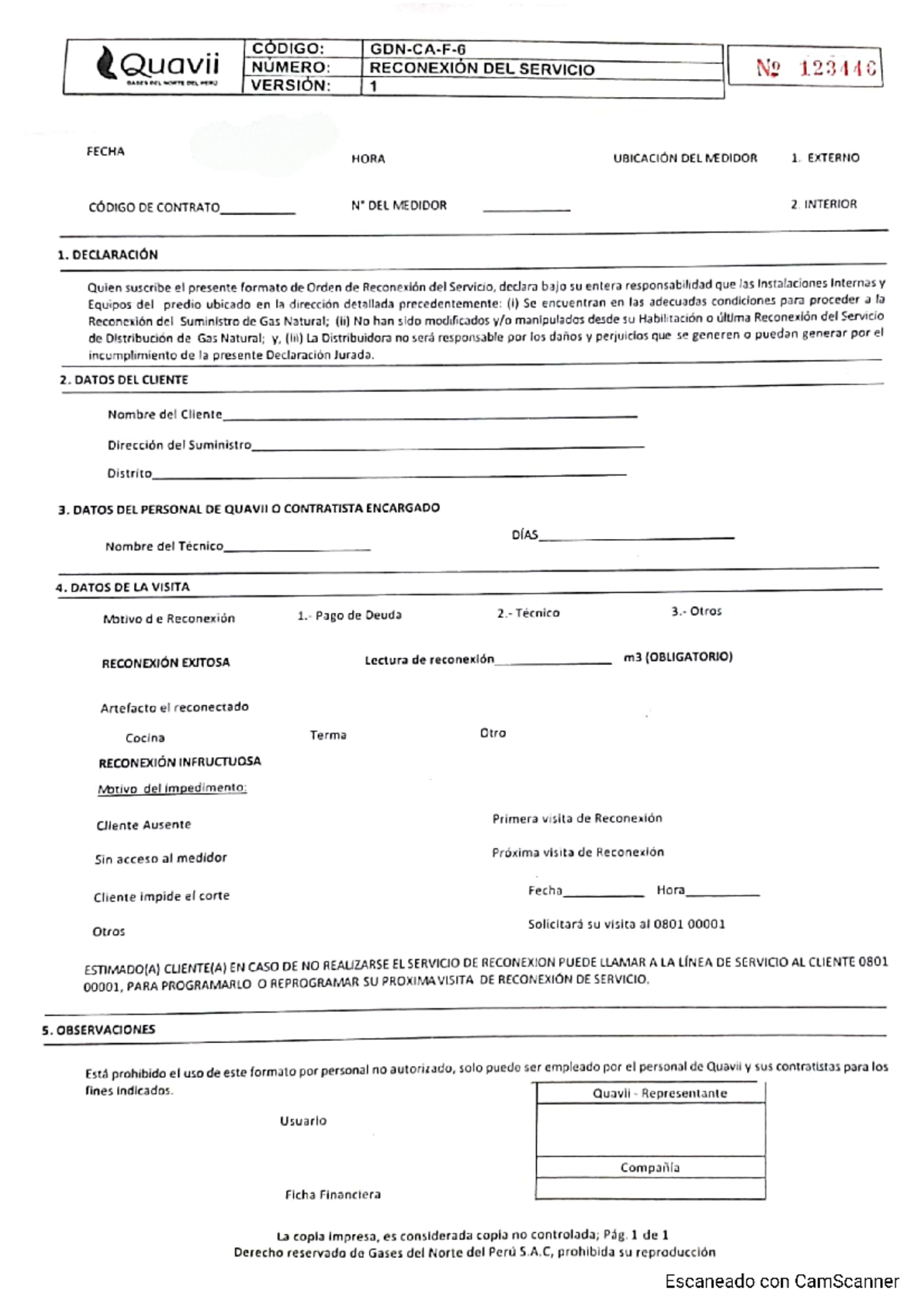 Quavi formatooo - CÓDIGO: Quavii NÚMERO: RECONEXIÓN DEL SERVICIO No ...