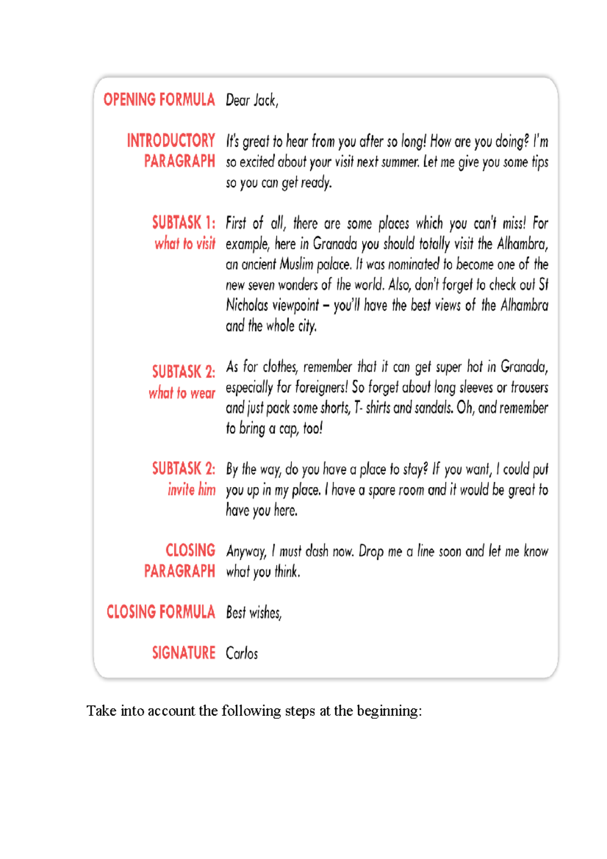 Informal email-example and expressions - Take into account the ...
