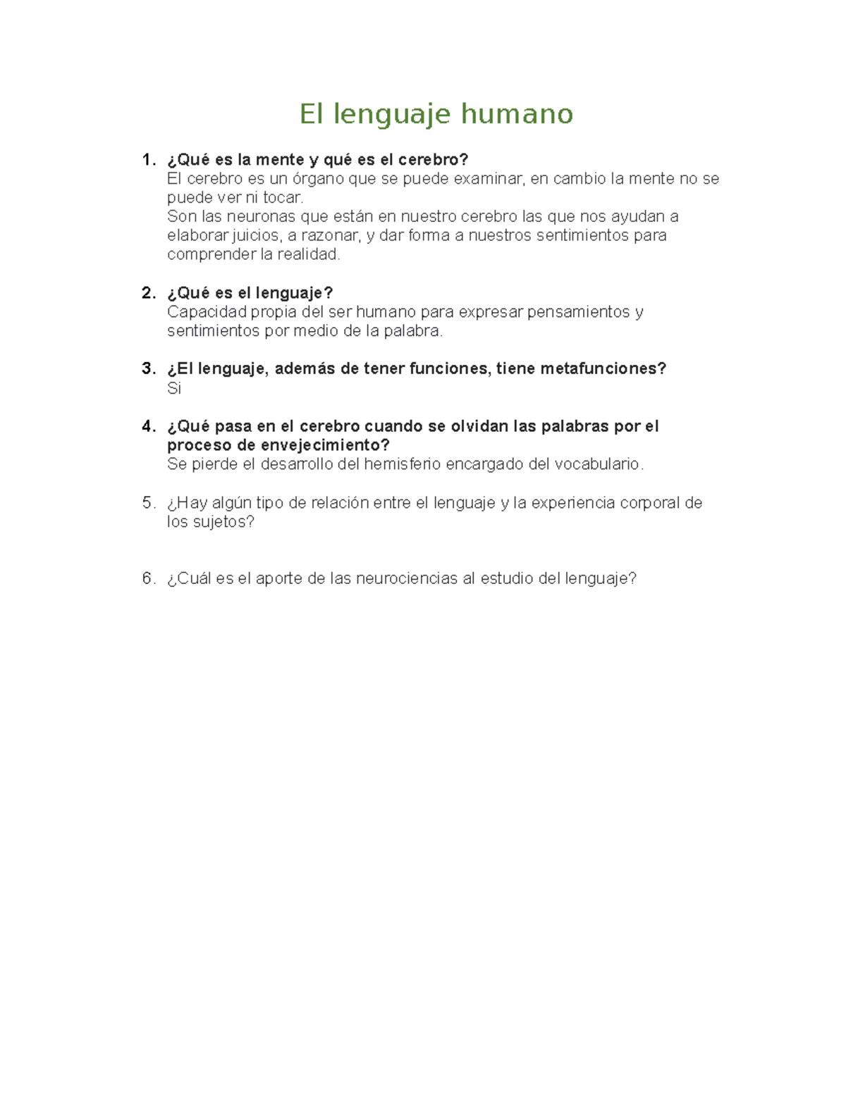 El lenguaje humano - Actividad básica - El lenguaje humano ¿Qué es la ...