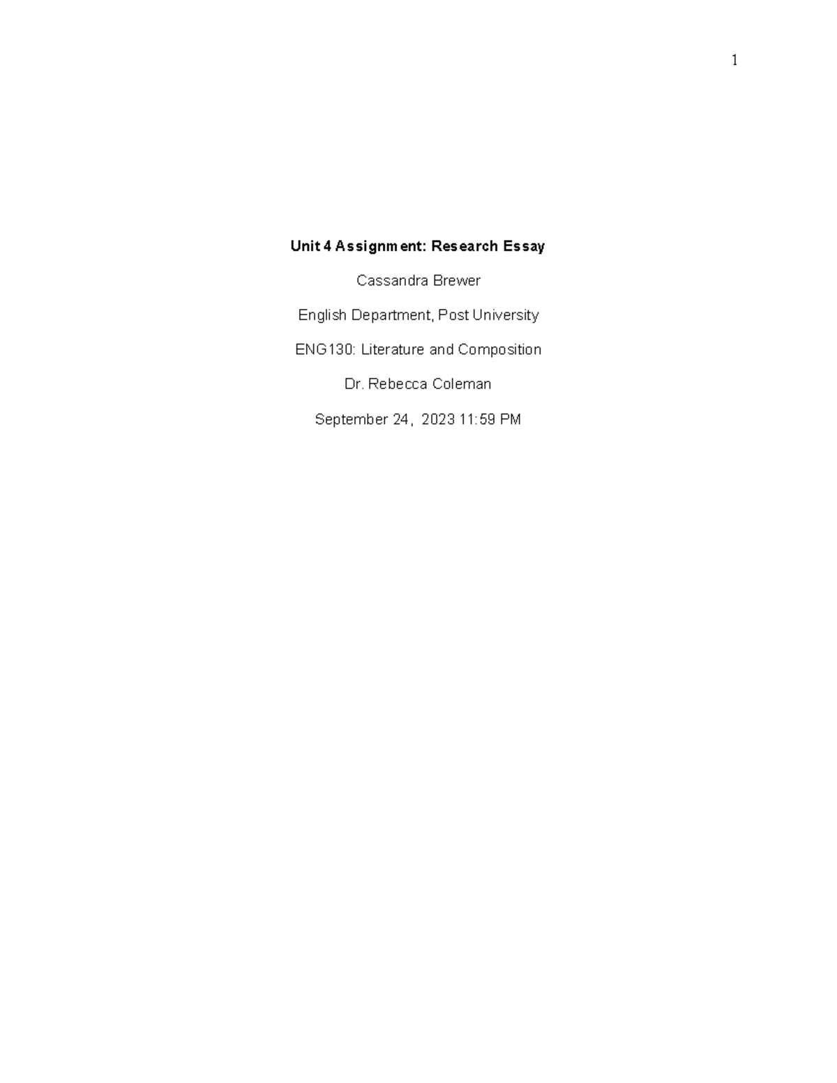 Eng130 Unit 4 Research Essay - Unit 4 Assignment: Research Essay ...