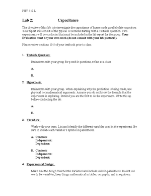 Phy112l - Lab - Lab 10: Polarization The objective of this lab is to ...