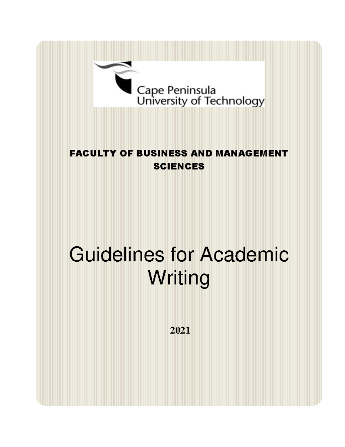 Academic Writing Guide Updated 17 March 2021 Final - FACULTY OF ...