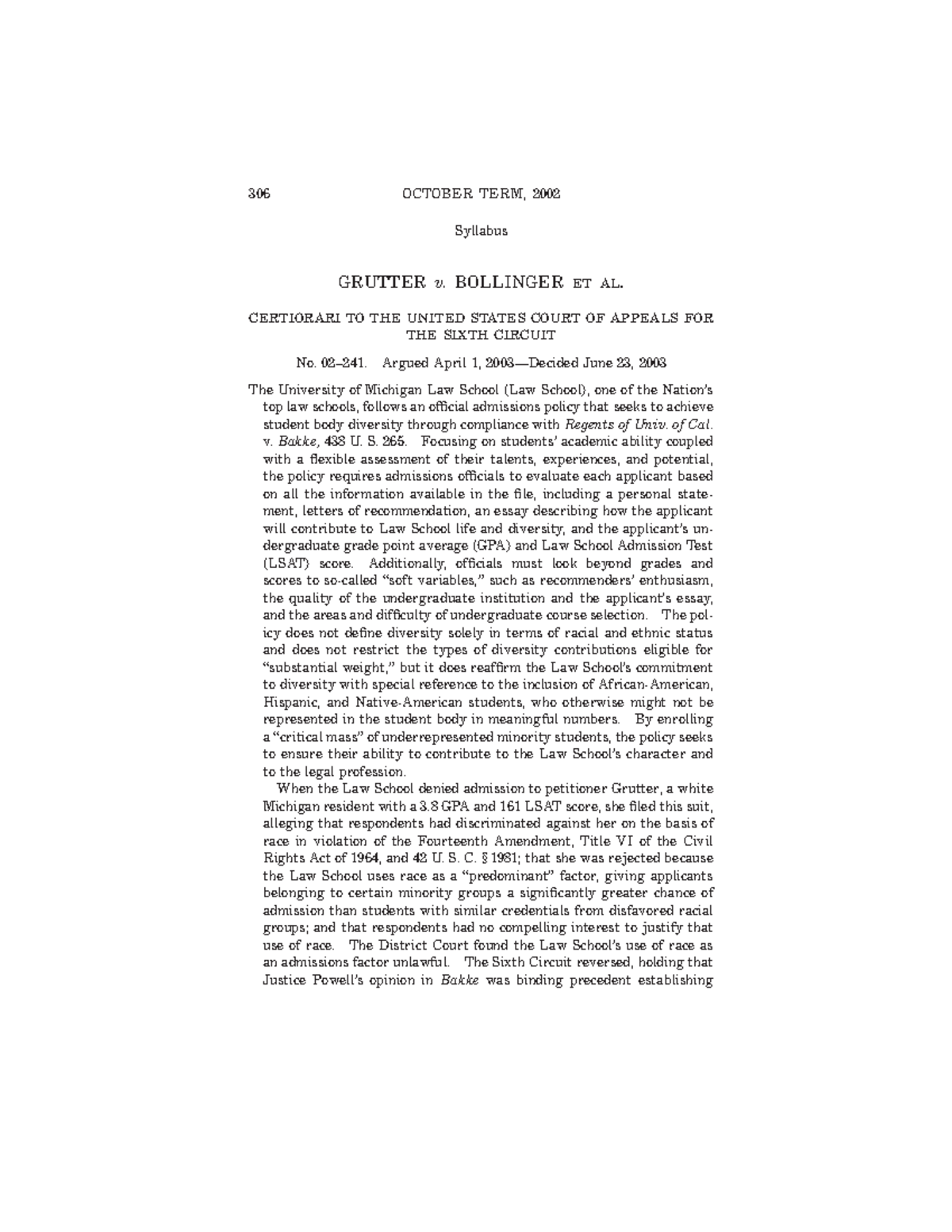 Case - Caso seminario 3 presentación 10% nota final - 306 OCTOBER TERM ...