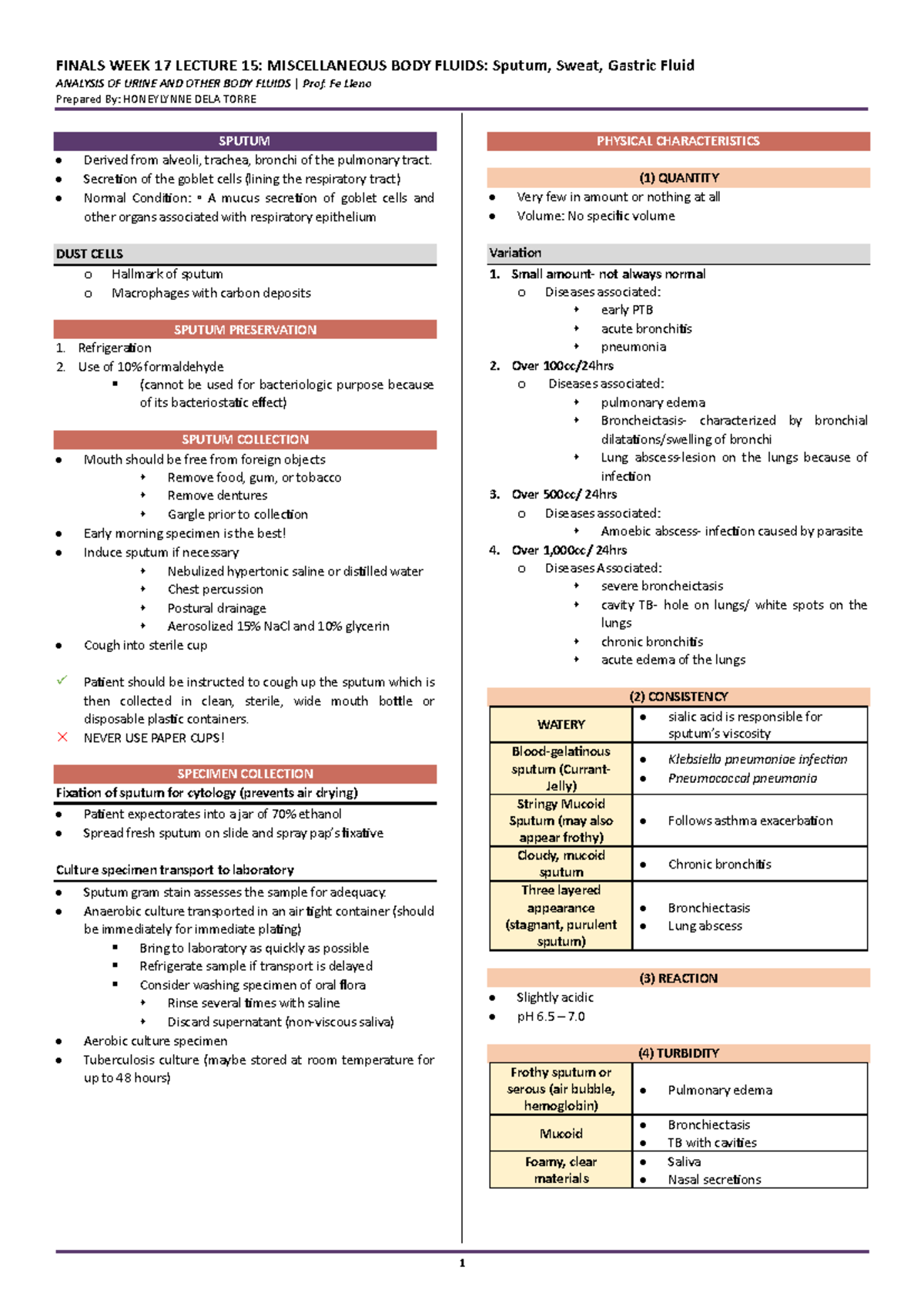 AUBF-WK17-LEC 15- Miscellaneous BODY Fluids - FINALS WEEK 17 LECTURE 15 ...