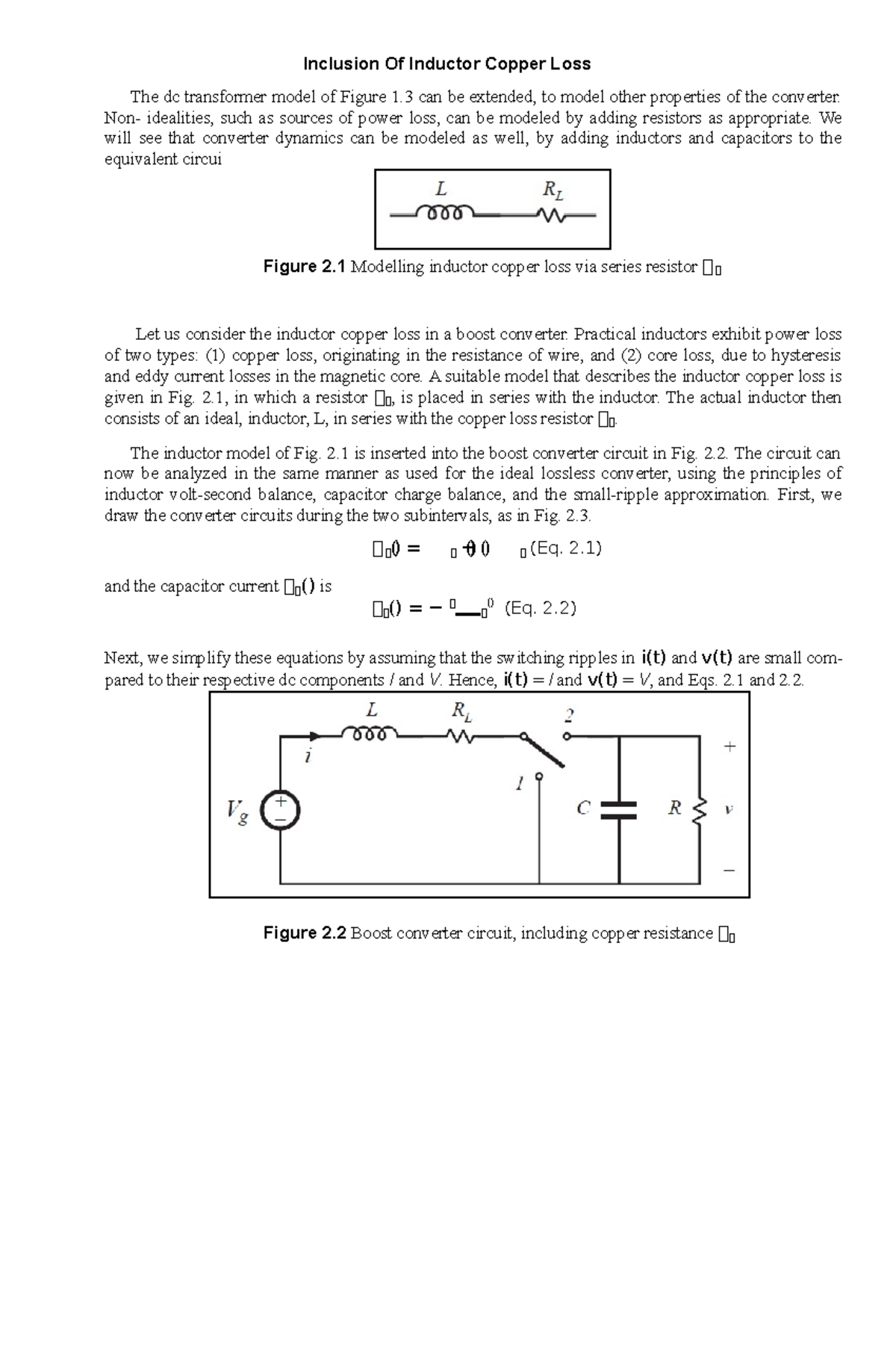 Inclusion Of Inductor Copper Loss - Non- idealities, such as sources of ...
