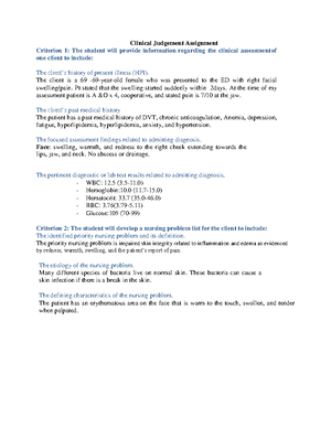 6-clinical judgement paper - Clinical Judgement Assignment Criterion 1 ...