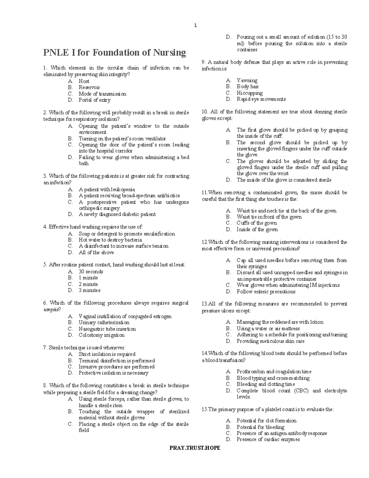 PNLE-PART-3 - Reviewer - PNLE I for Foundation of Nursing Which element ...