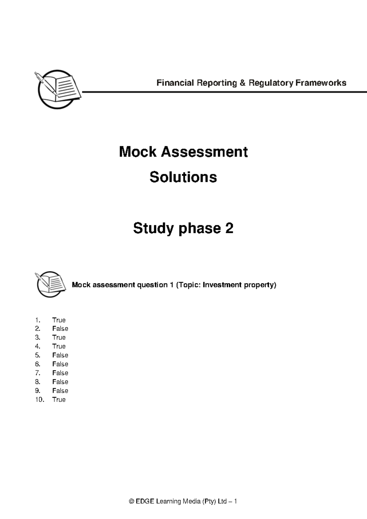 Mock assessments solutions 2 - Mock Assessment Solutions Study phase 2 ...