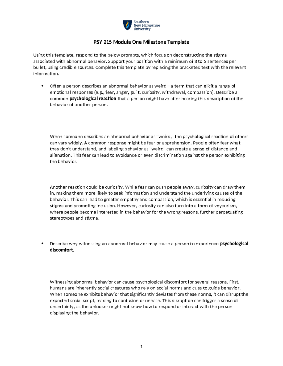 psy 215 module one Milestone one assignment - PSY 215 Module One ...
