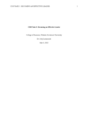 C203 Task 1 - First Pass - C203 - WGU - Studocu