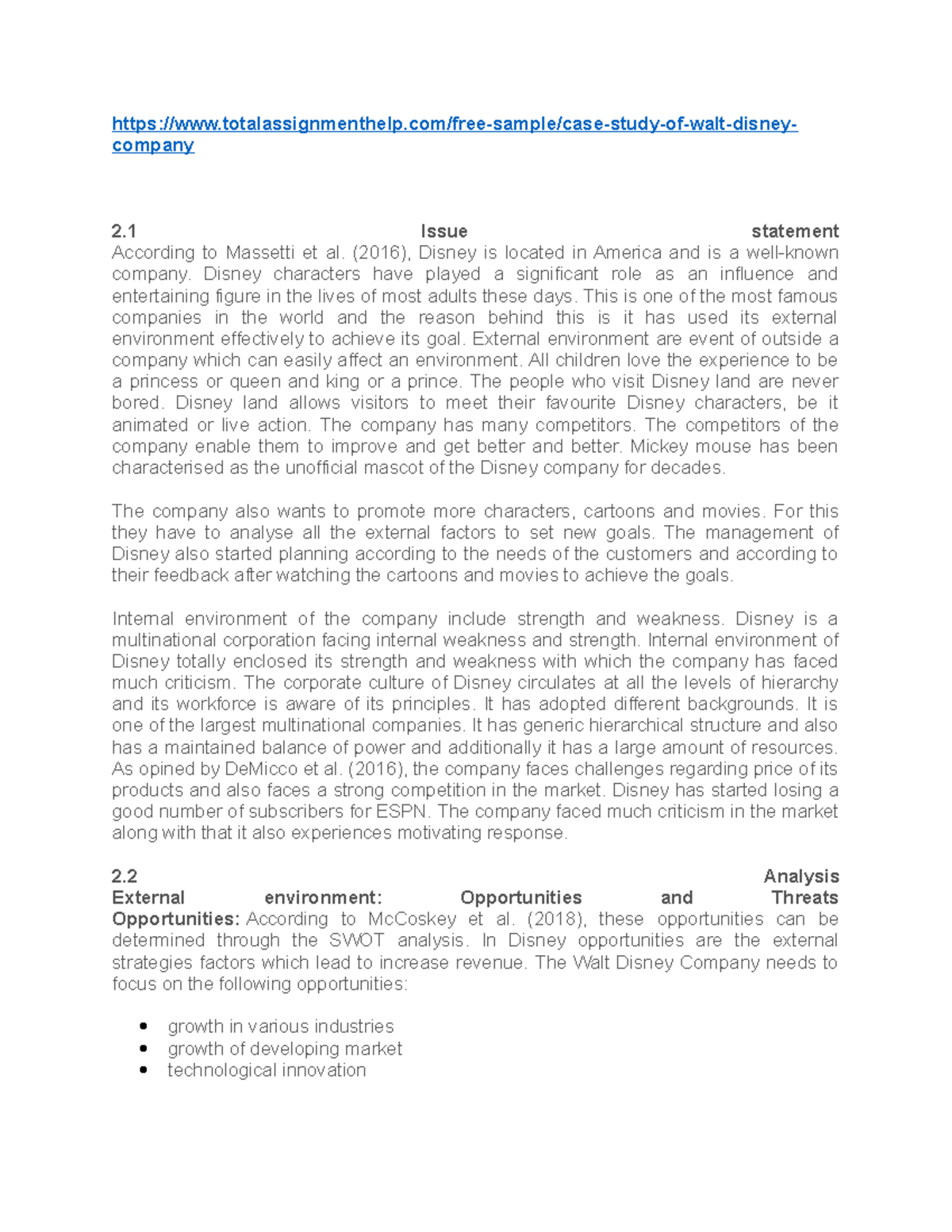 Disney fundamentals skills - totalassignmenthelp/free-sample/case-study ...
