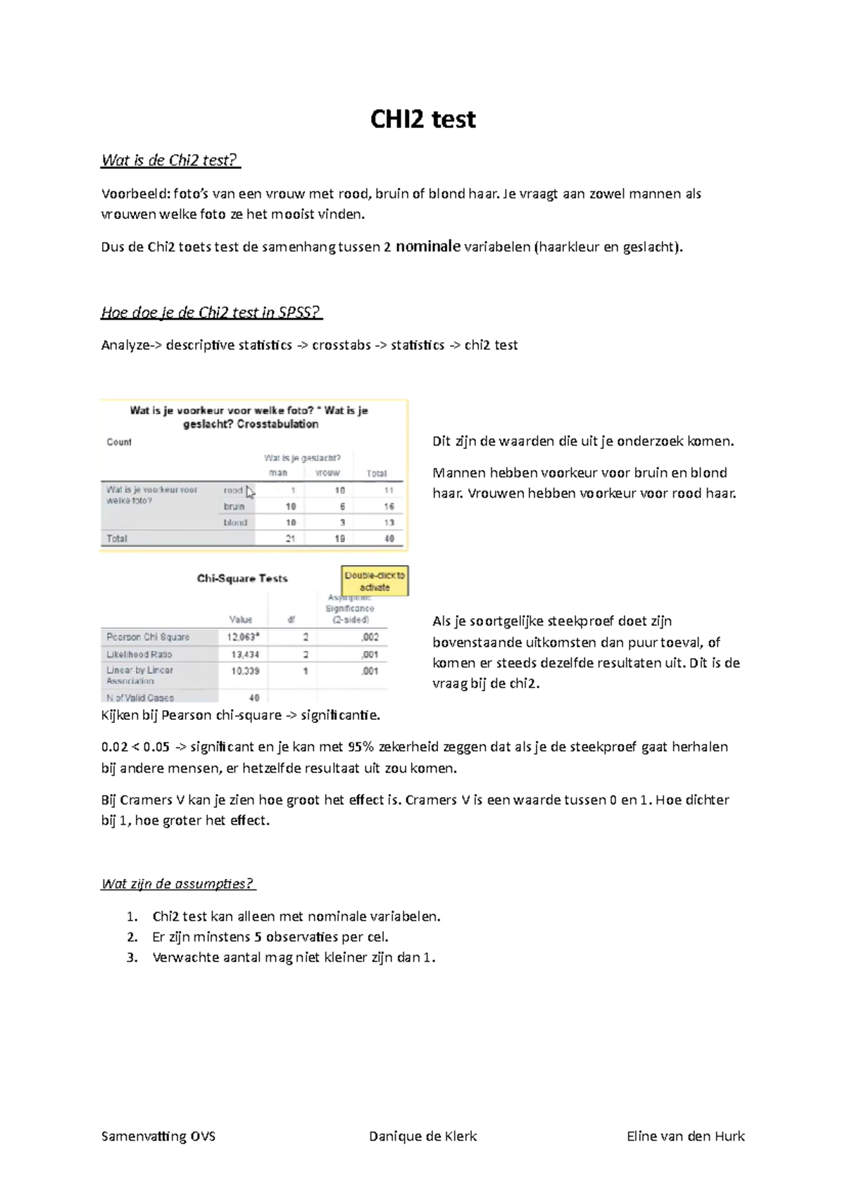 Samenvatting HRA 2021 - CHI2 test Wat is de Chi2 test? Voorbeeld: foto ...