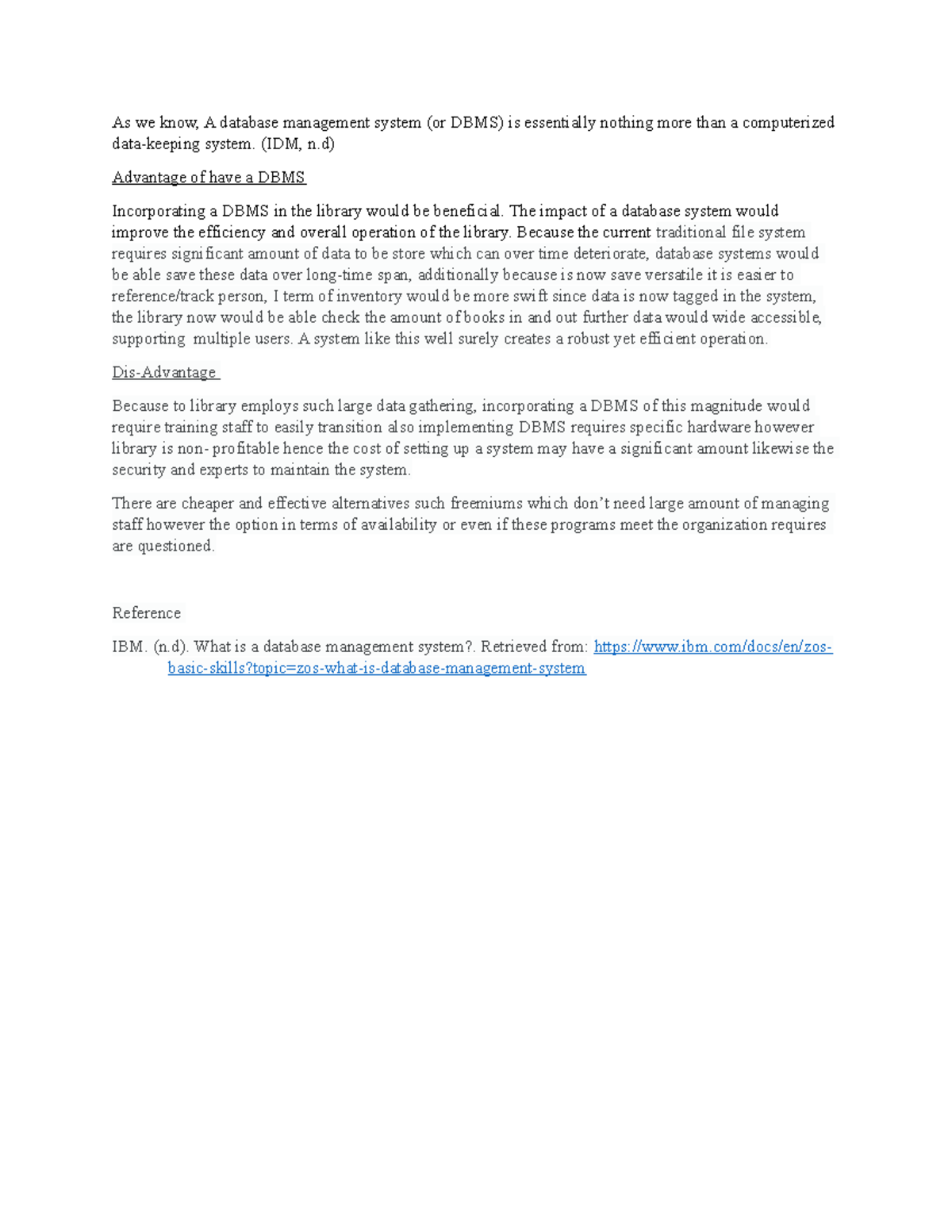 Discussion Unit 1 CS2203 - As we know, A database management system (or DBMS) is essentially ...