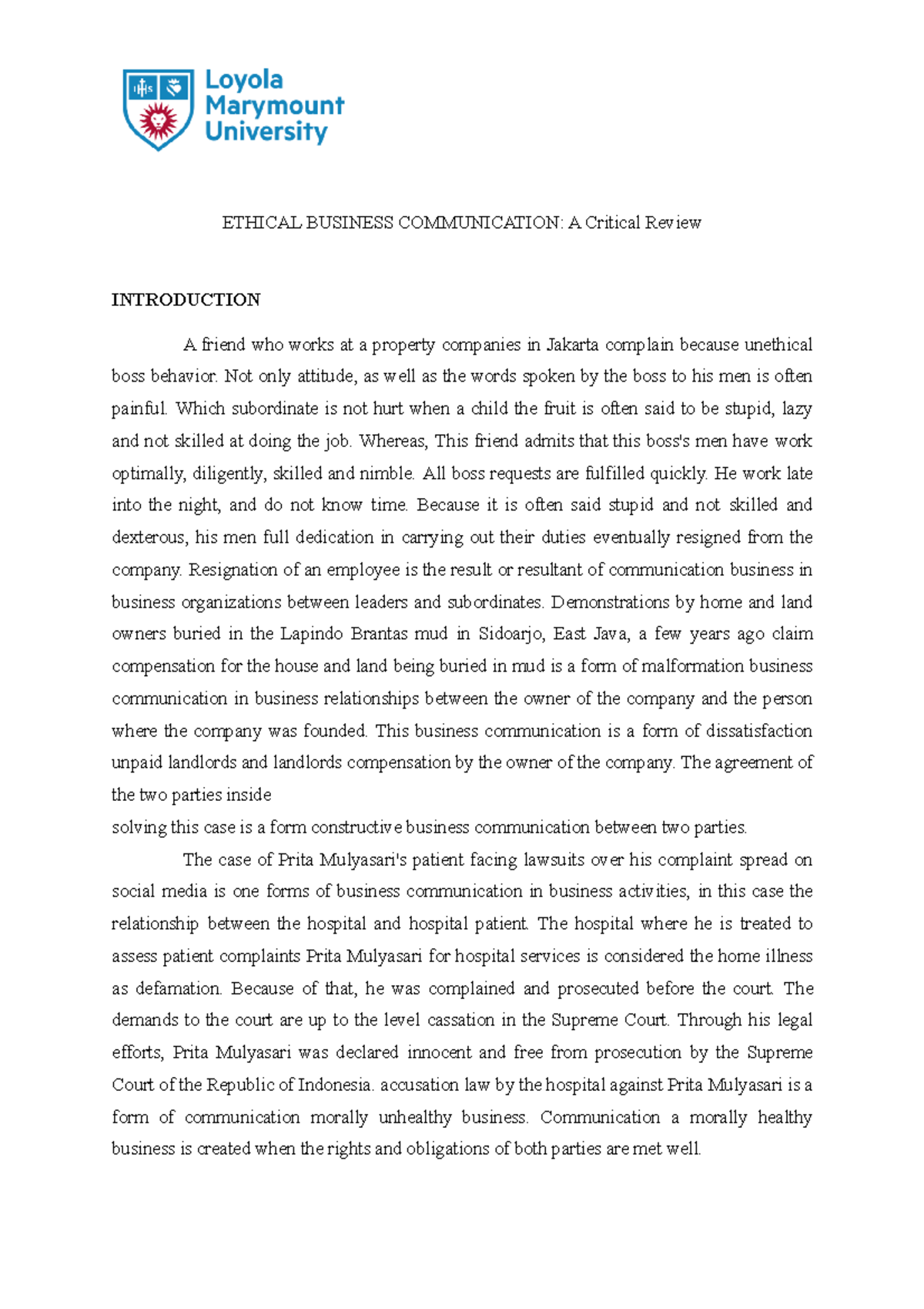 Ethical Business Communication (Introduction) - ETHICAL BUSINESS ...