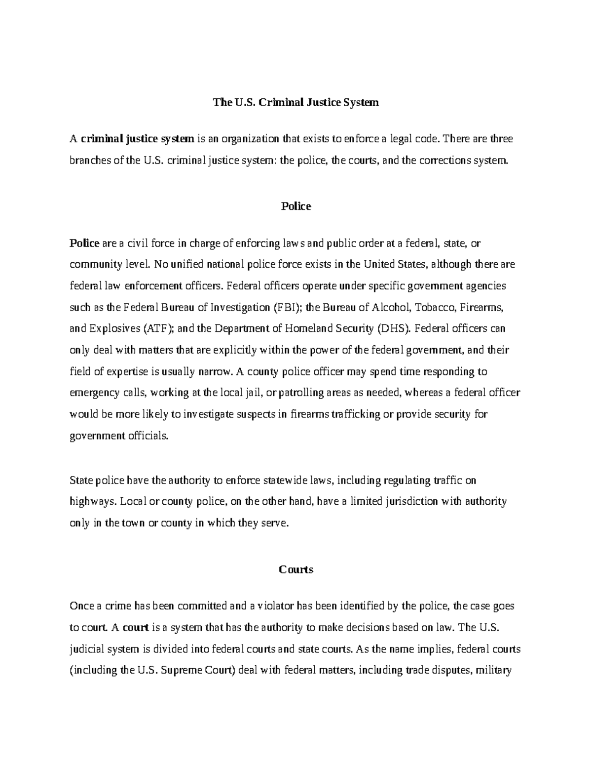 Studocu Criminal Justice System - Google Docs - The U. Criminal Justice ...