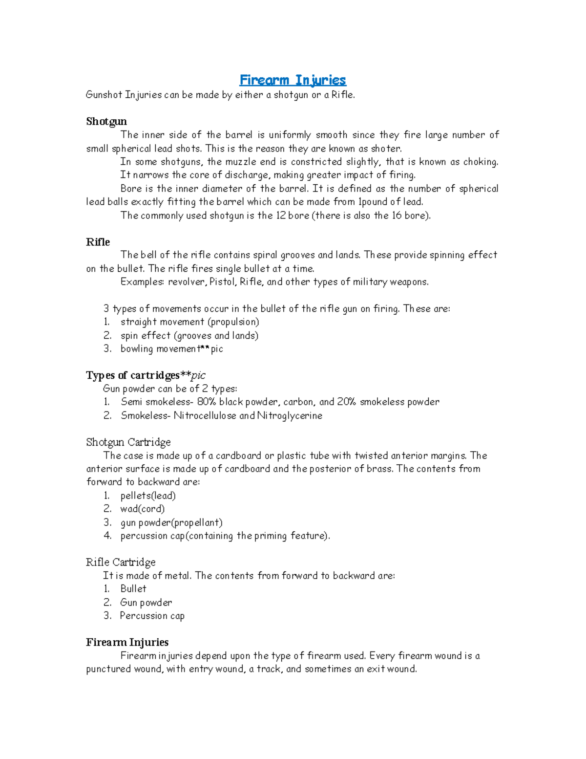 Firearm Injuries - Firearm Injuries Gunshot Injuries can be made by ...