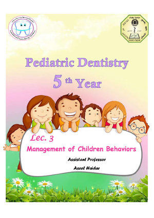 Pedo lec14 - pedodontics - Studocu