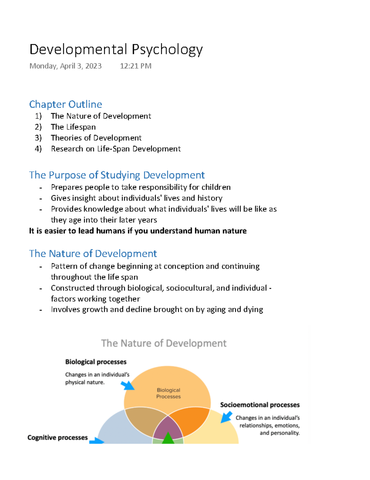 Developmental Psychology - Chapter Outline The Nature of Development ...