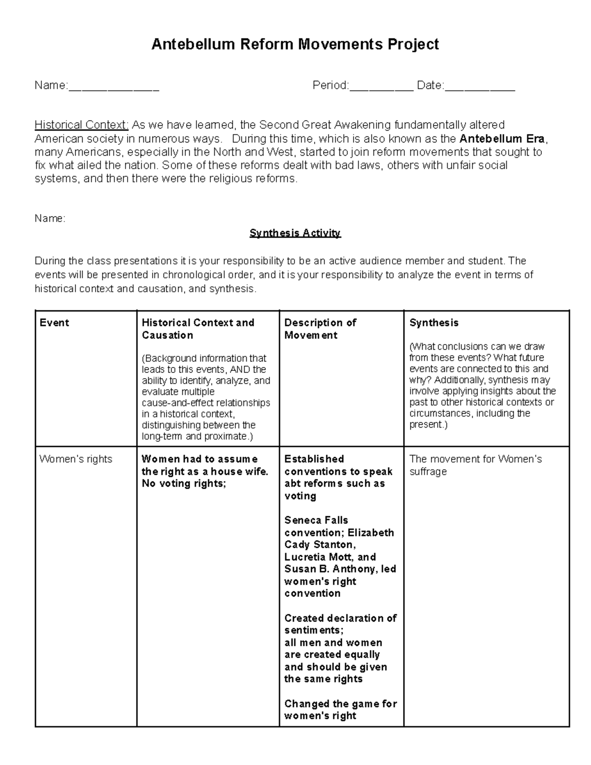 Antebellum Reform Movements - During this time, which is also known as ...