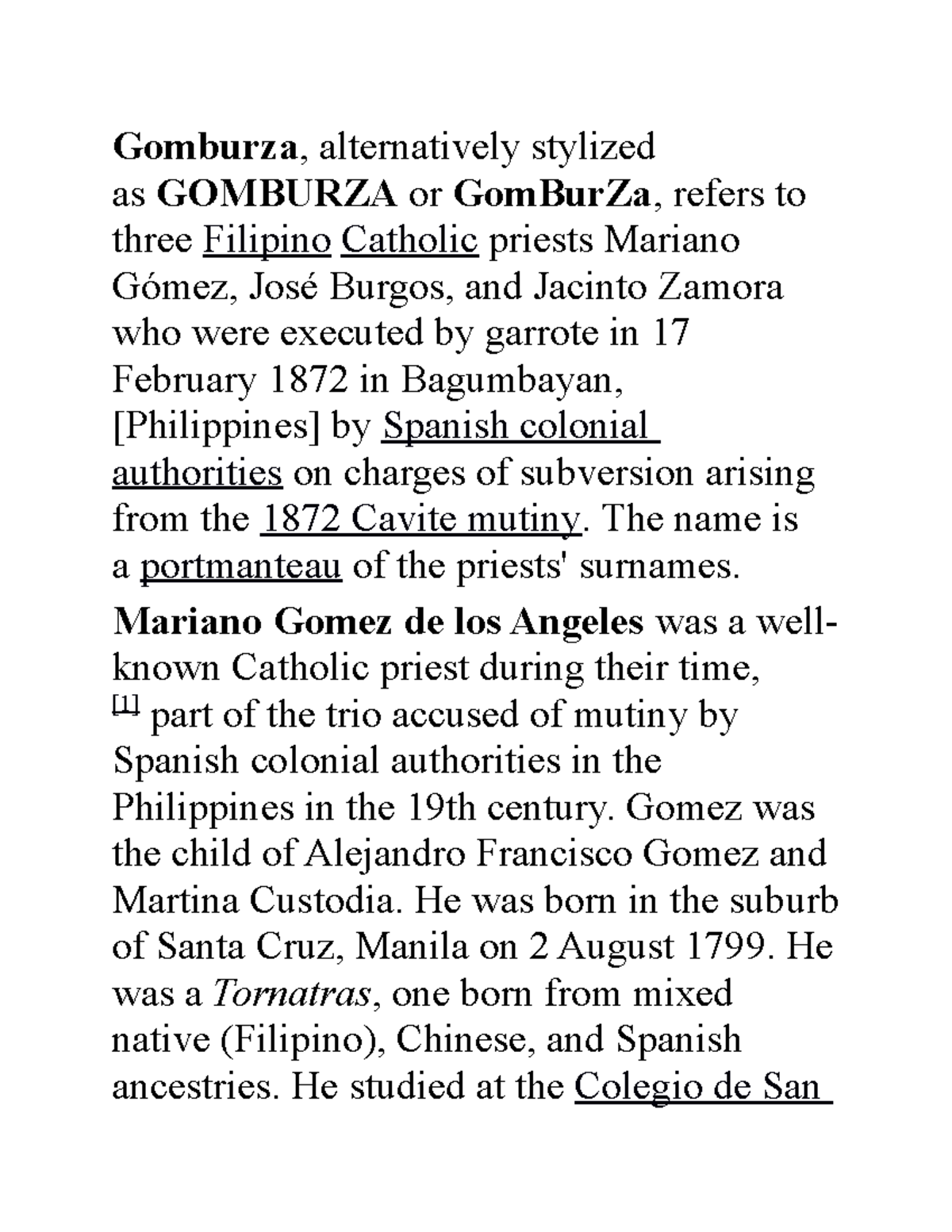 Gomburza Execution - shcdukefhuerjvdjvn diuhfuie - Gomburza ...