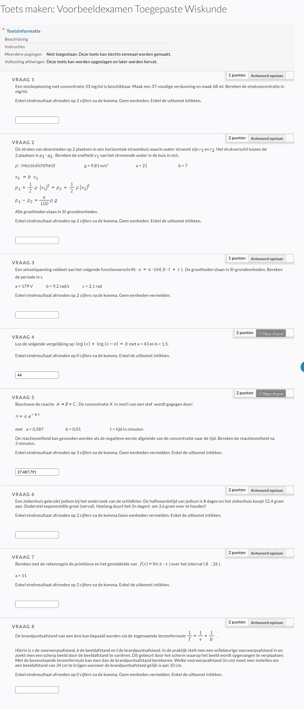 Toets maken Voorbeeldexamen Toegepaste Wiskunde – - Toets maken ...