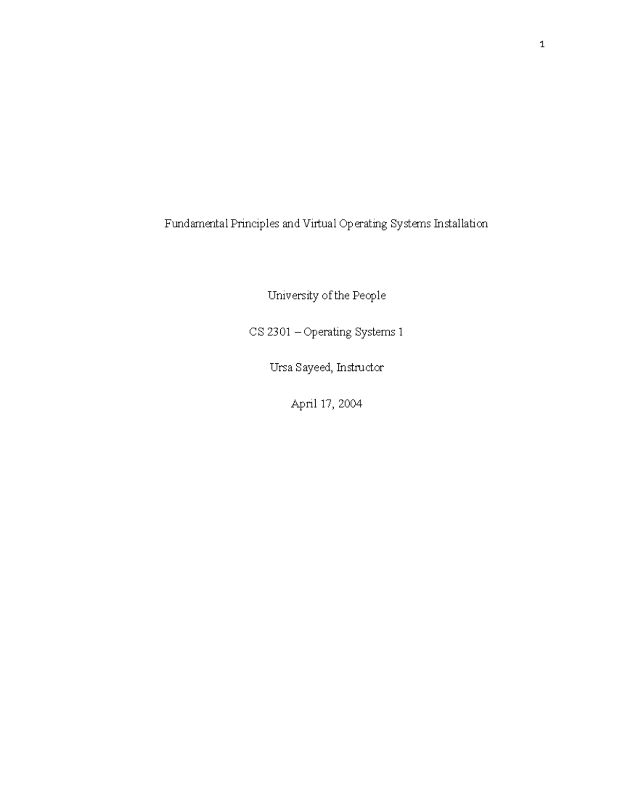 Written Assignment - Unit 1 - Fundamental Principles and Virtual ...