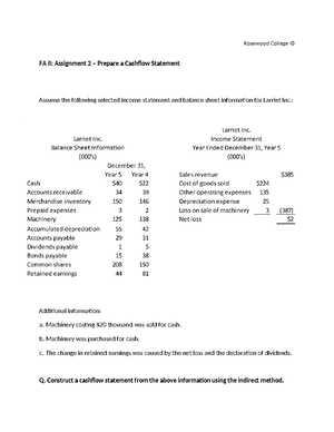 FA2-Prepare a cashflow Statement -Payroll and Accounting Rosewood High ...