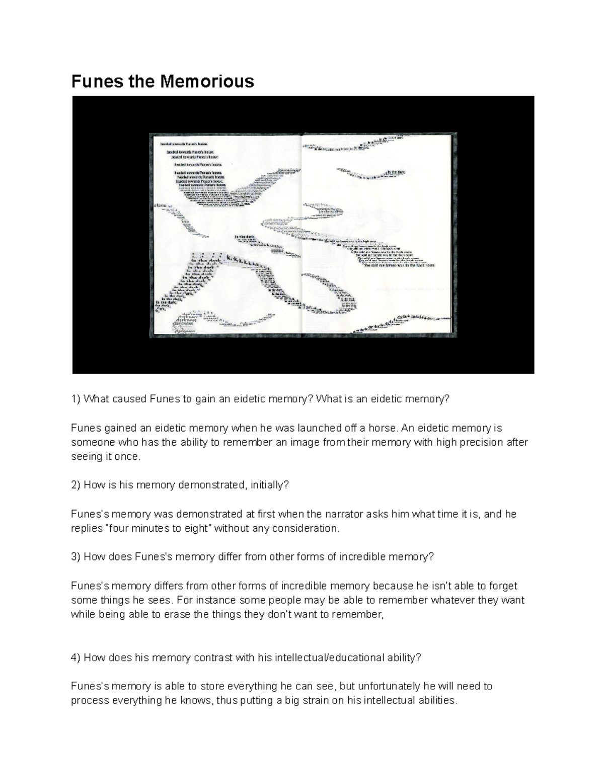 Lesson 9 - My work - Funes the Memorious 1) What caused Funes to gain ...