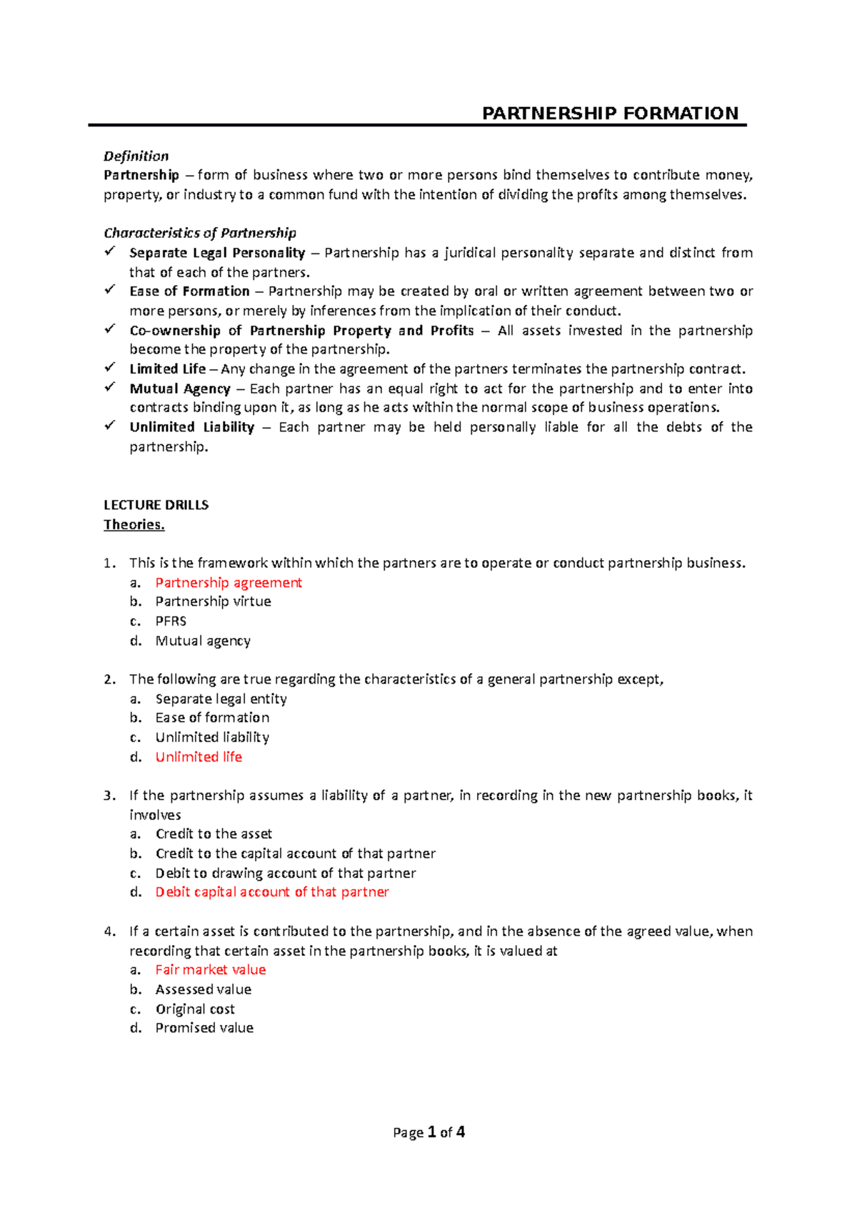 01- Partnership- Formation - PARTNERSHIP FORMATION Definition ...