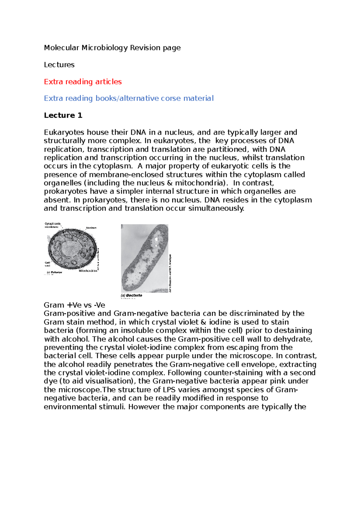 Molecular Microbiology Revision page - In eukaryotes, the key processes ...