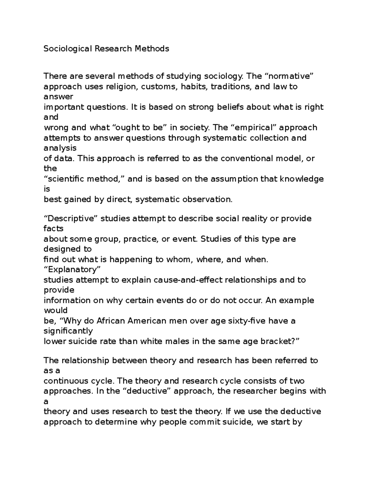 Research Methods Notes - Sociological Research Methods There are ...