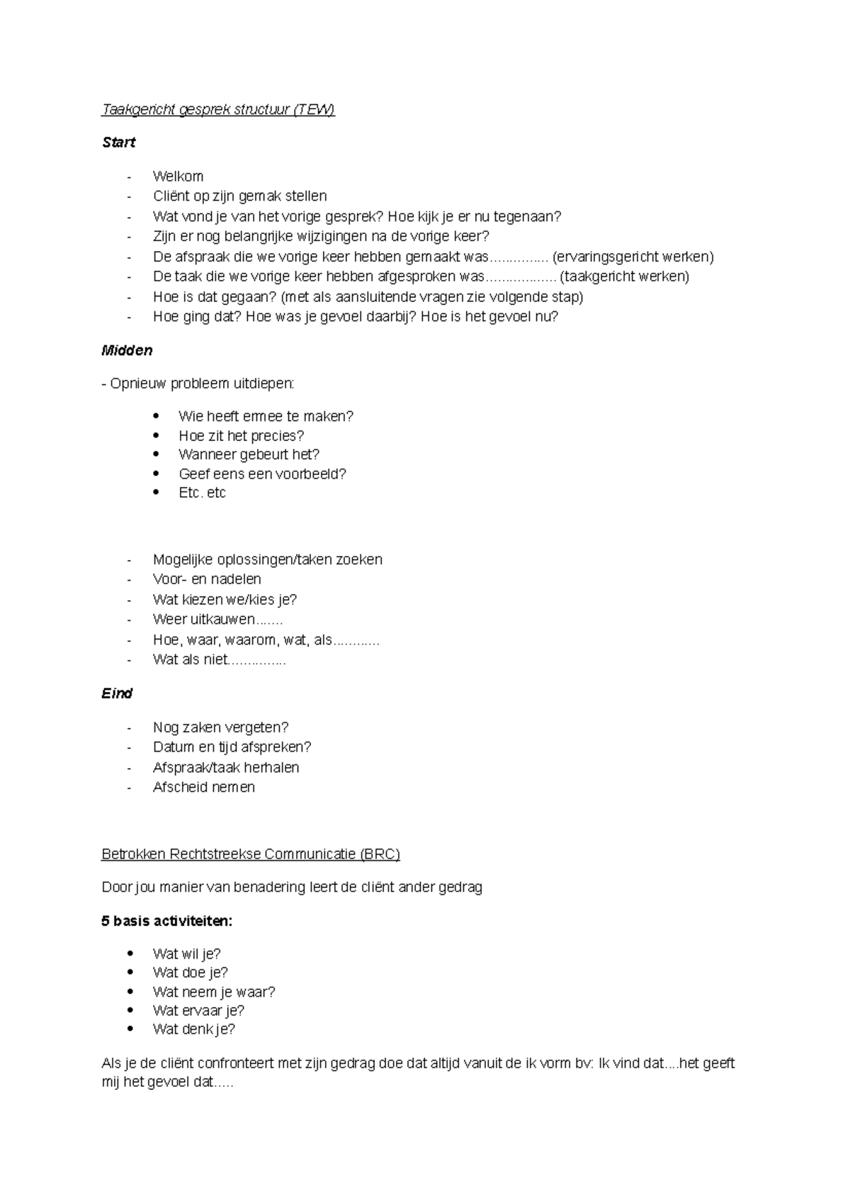 Gespreks stucturen - Taakgericht werken - Taakgericht gesprek structuur ...