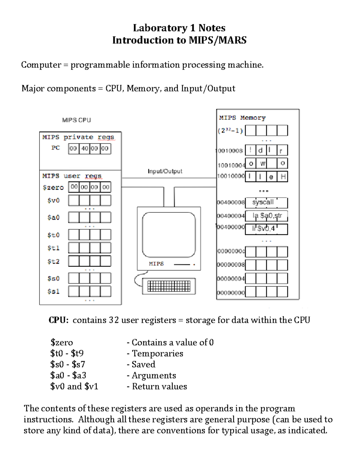 Lab1notes - Lab 1 requirements - Laboratory 1 Notes Introduction to ...