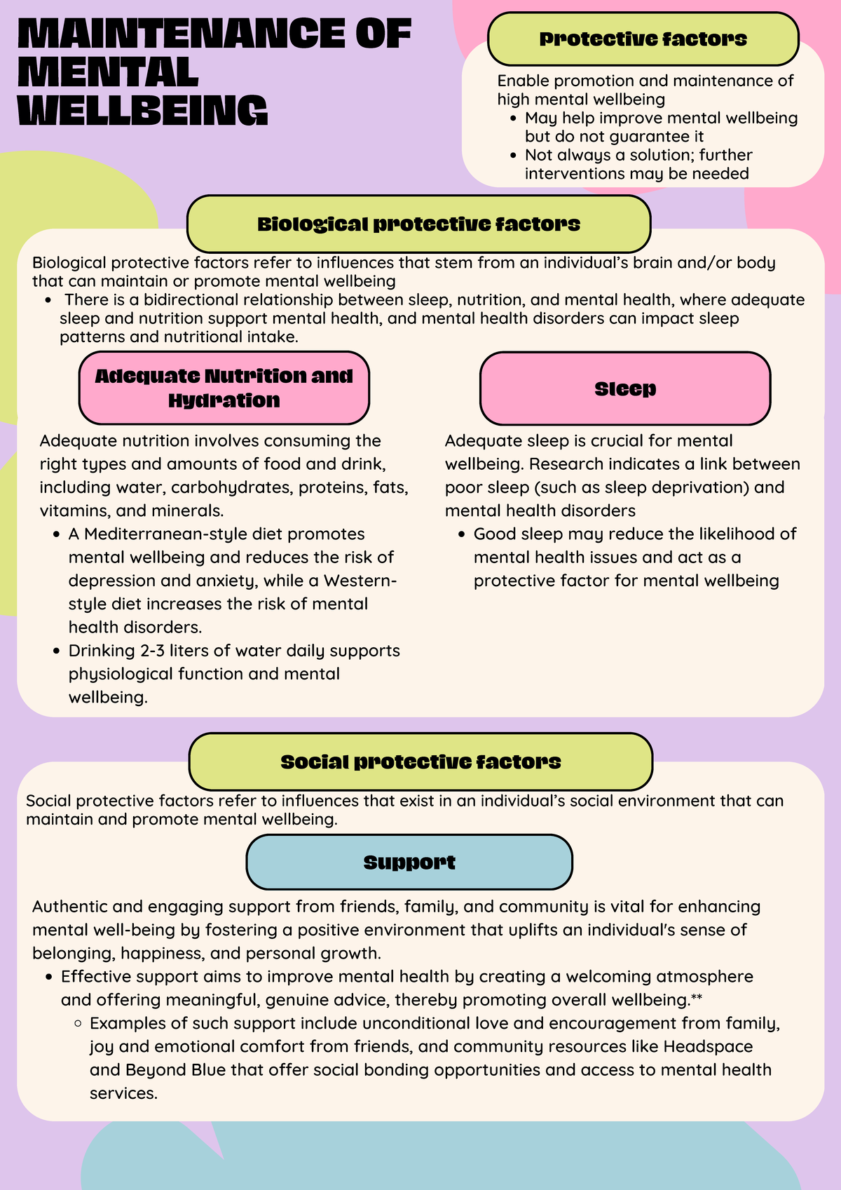 Maintenance of mental wellbeing - Biological protective factors ...