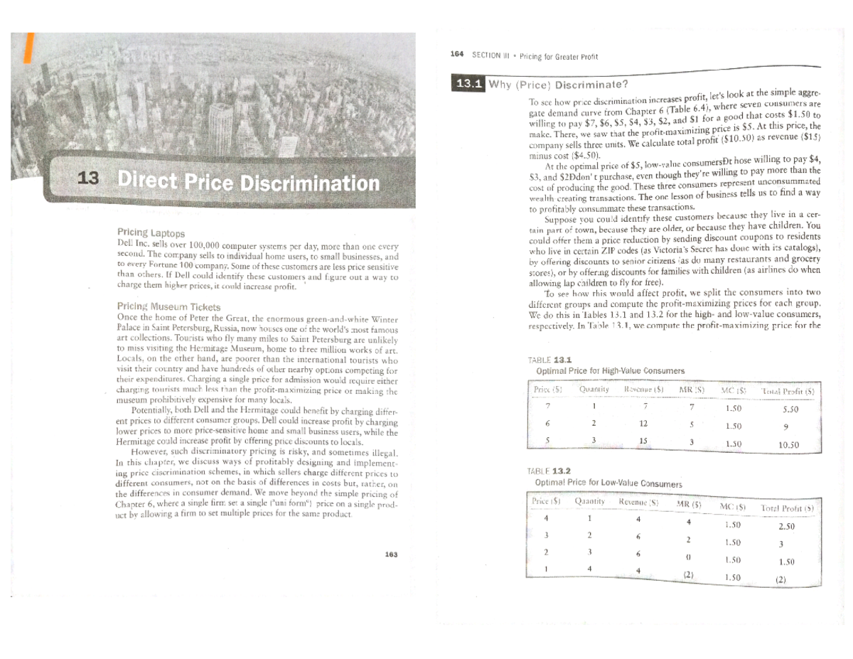 Chapter 13 Direct Price Discrimination - 164 SECTION Pricing for Greater Profit 13 Why (Price ...
