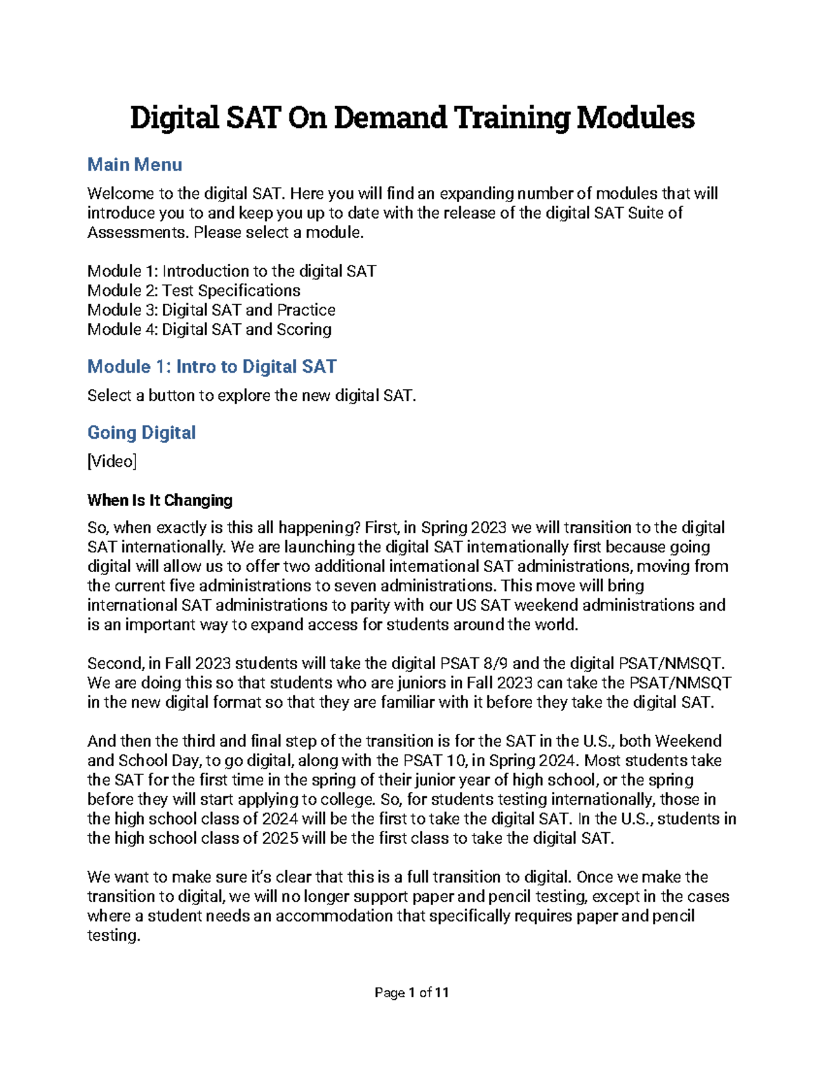 Digital SAT On Demand Training Modules - Here you will find an ...