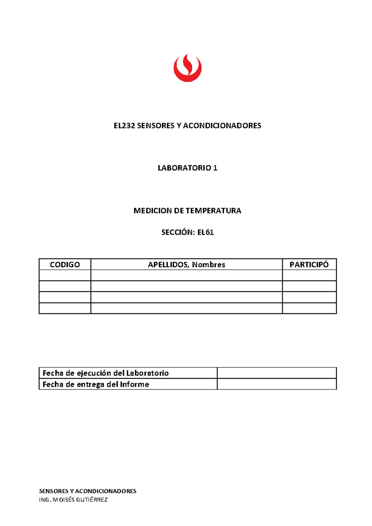EL61 GUIA Laboratorio 1 Sensores Y Acondicionadores 2024-01 - SENSORES ...