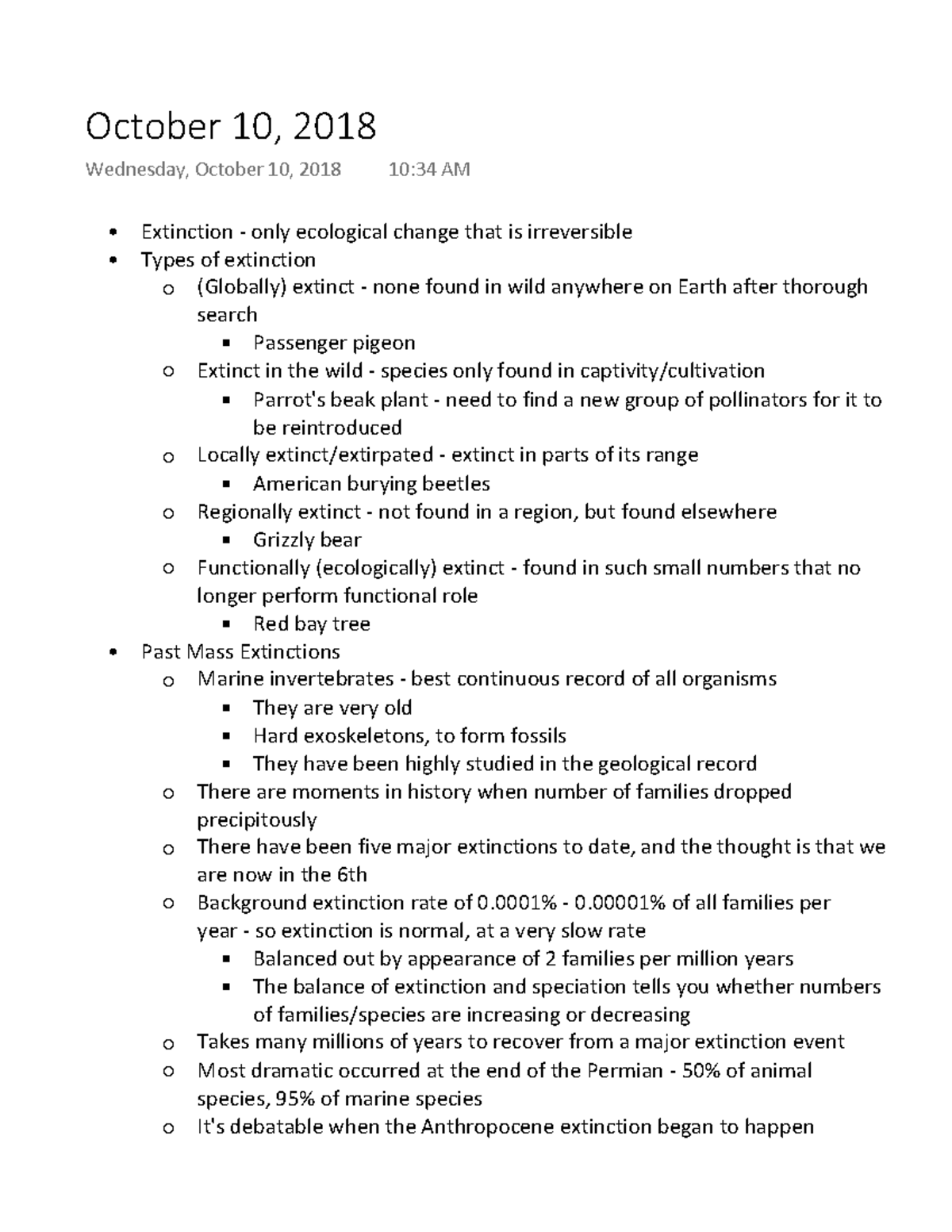Types of Extinction - Extinction - only ecological change that is ...