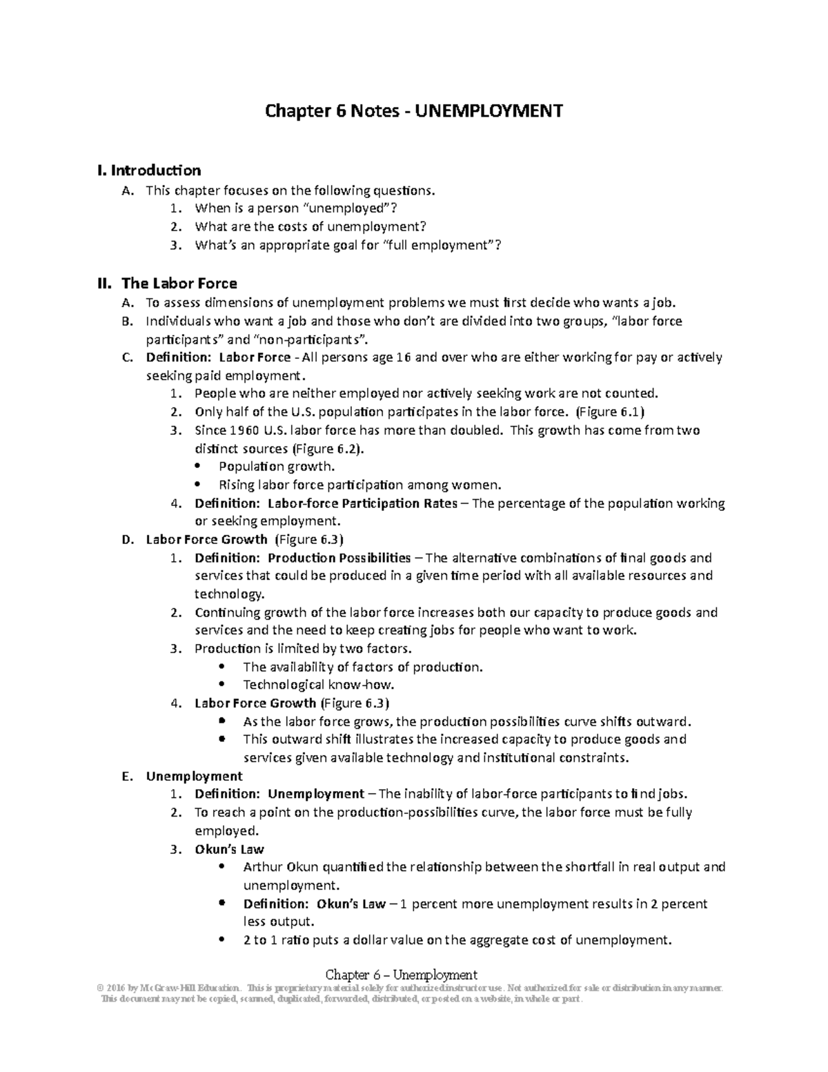 Chapter 6 Notes Accessible - Chapter 6 Notes - UNEMPLOYMENT I ...