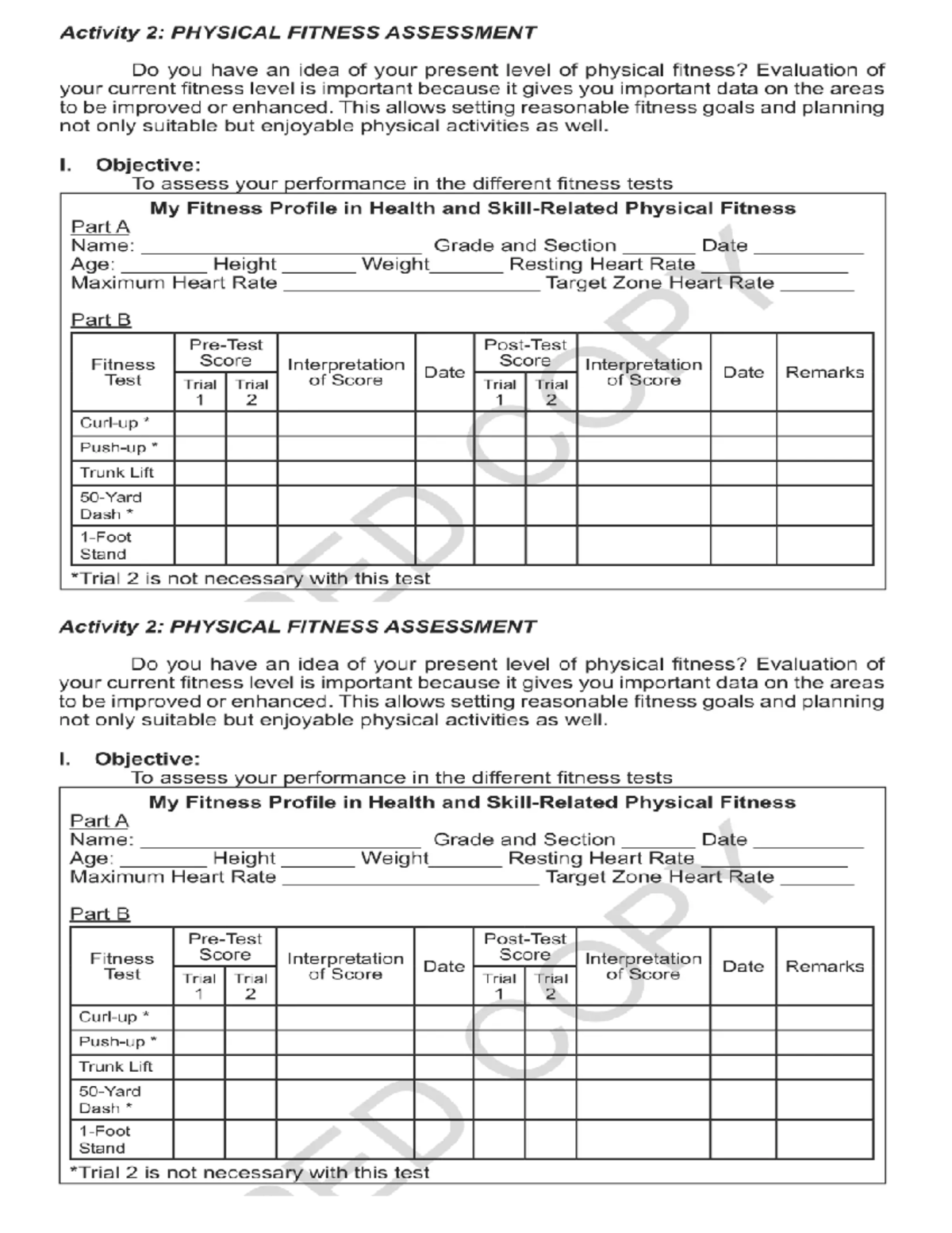 Physical Fitness profile - Bachelor of Elementary Education - Studocu
