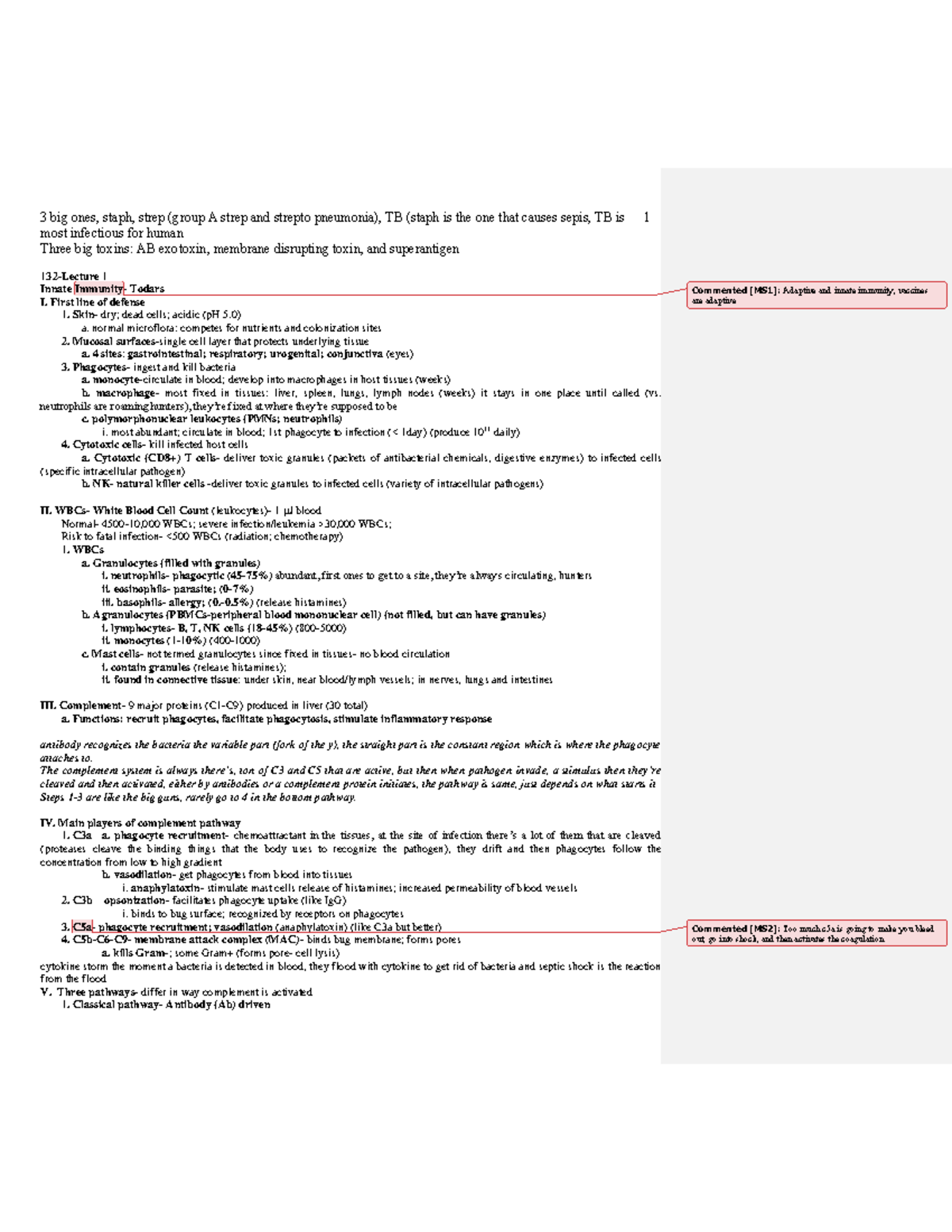 MCDB132 Up to First Midterm - most infectious for human Three big ...