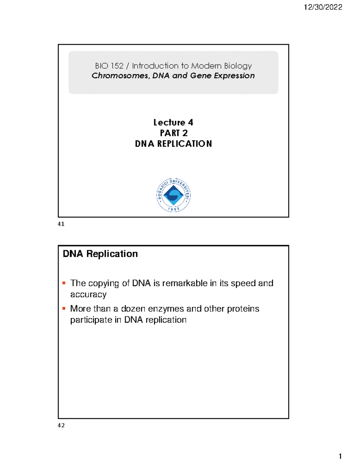 BIO 152 Lecture 4 gene-expression Part 2 DNA replication - Lecture 4 PART 2 DNA REPLICATION BIO ...