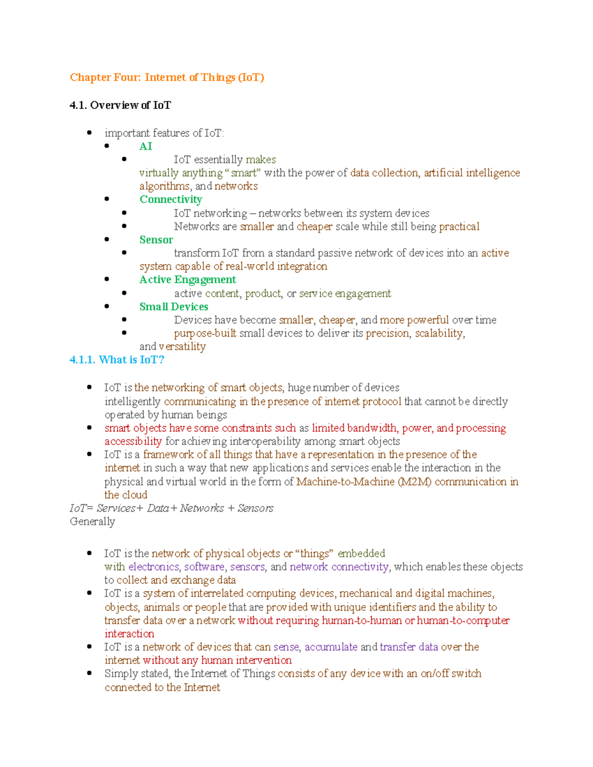 Chapter Four - internet of Things ( IoT) - Chapter Four: Internet of Things (IoT) Overview of ...