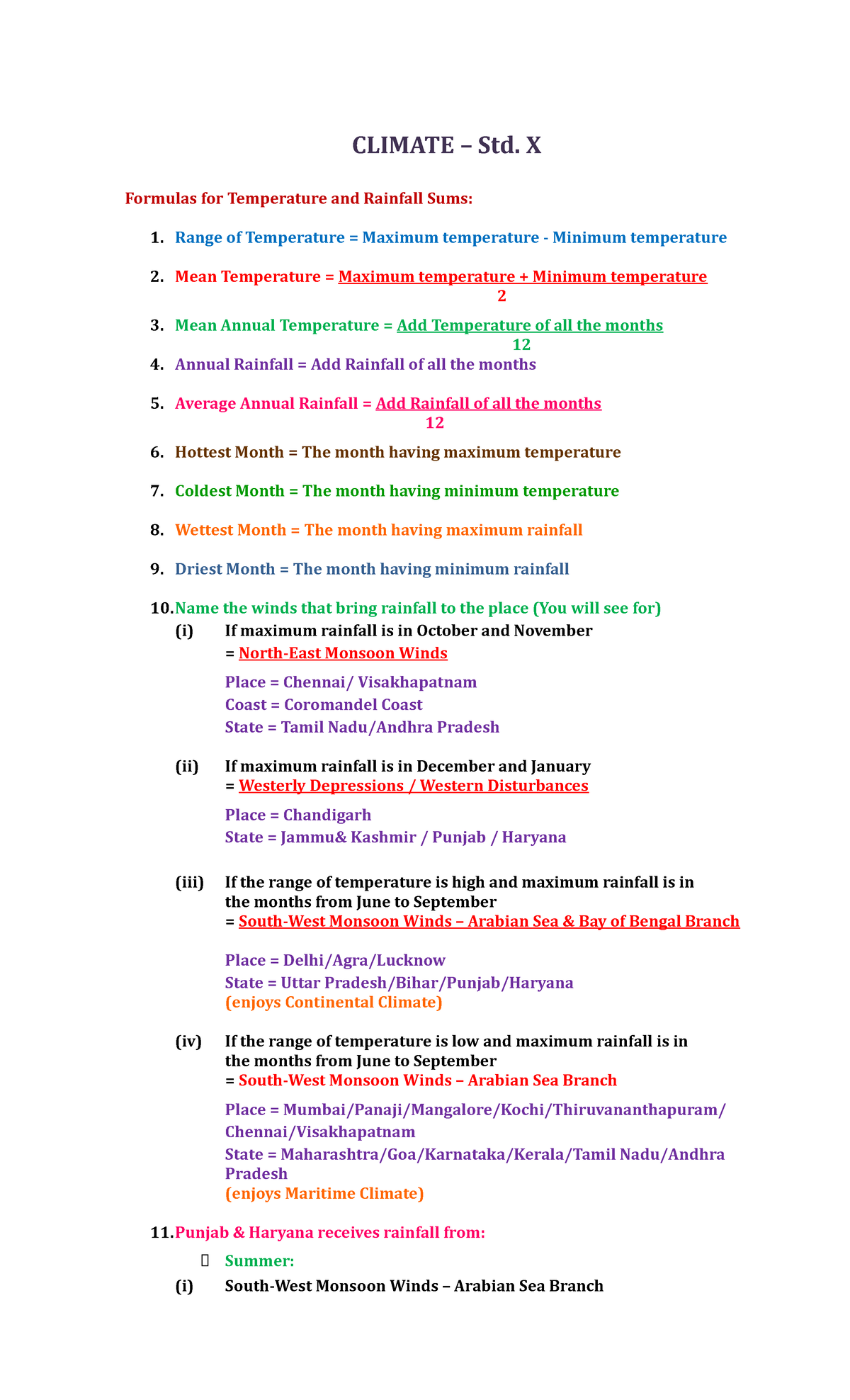 7. Sums pertaining to Climate - CLIMATE – Std. X Formulas for ...